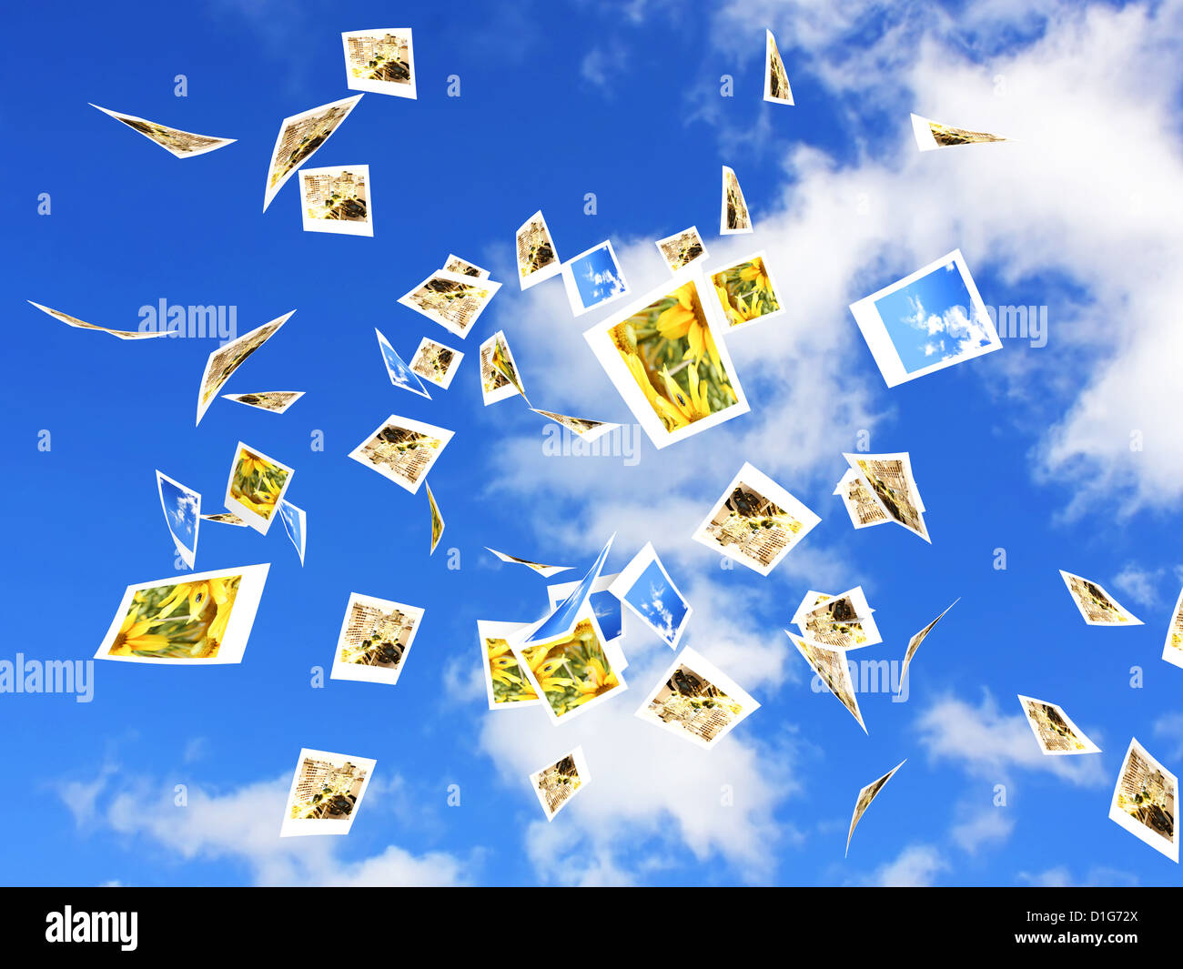 It`s raining instant photos. 3D rendered Illustration Stock Photo - Alamy